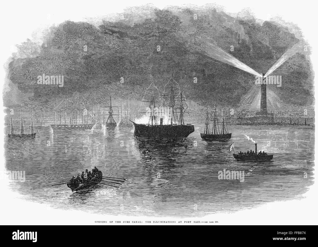 SUEZ CANAL: OPENING, 1869. /nThe illumination at Port Said for the ...