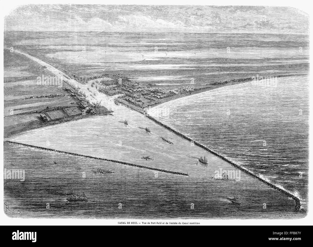 SUEZ CANAL: PORT SAID, 1869. /nView of Port Said on Lake Manzala, Egypt ... SUEZ CANAL: PORT SAID, 1869. /nView of Port Said on Lake Manzala, Egypt ...