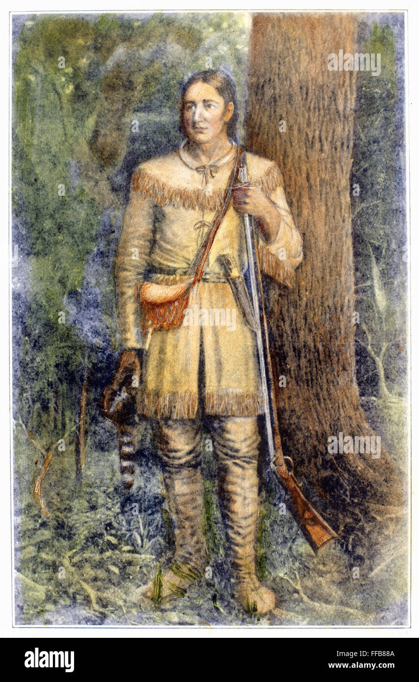 DAVY CROCKETT (1786-1836). /nAmerican frontiersman. Illustration, 19th ...