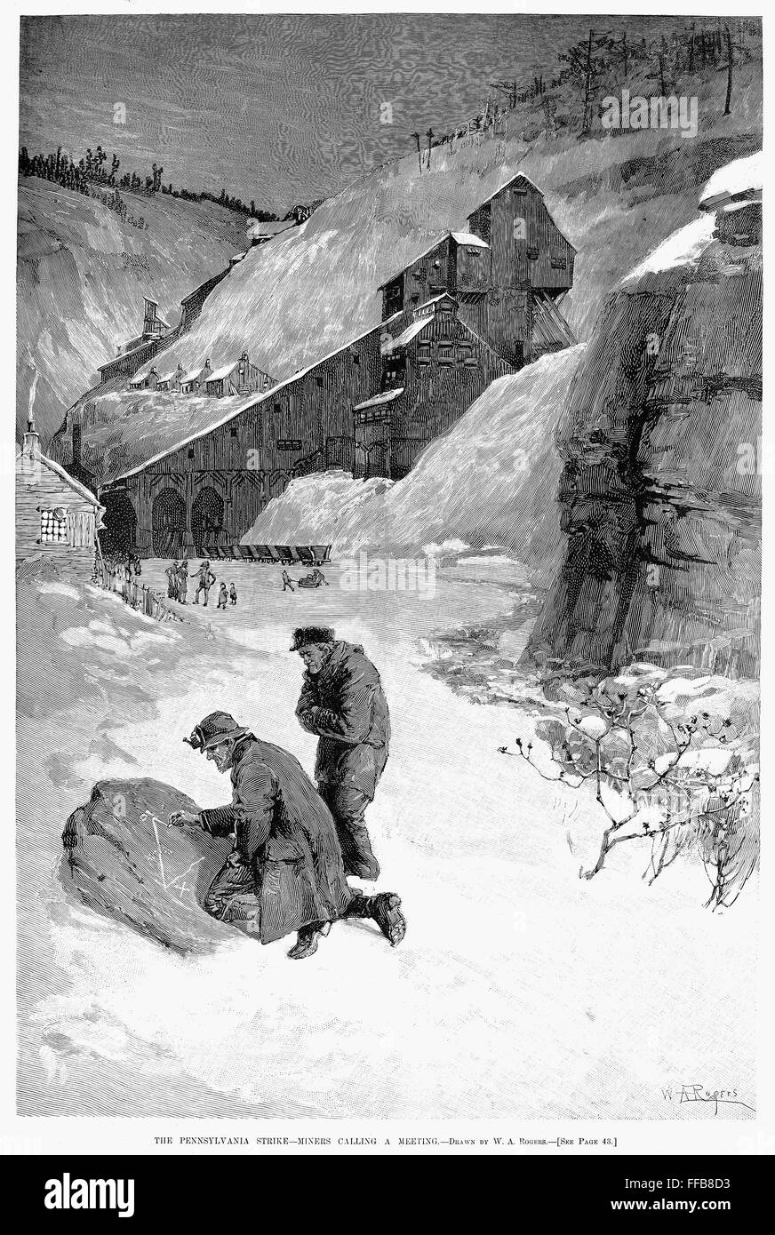 ANTHRACITE STRIKE, 1888. /nMiners calling a meeting during the coal ...