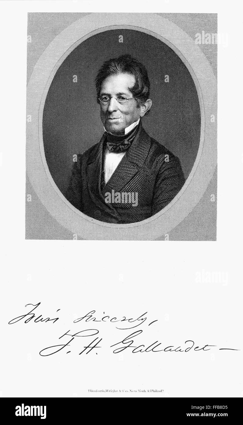 THOMAS HOPKINS GALLAUDET /n(1787-1851). American teacher of the deaf ...