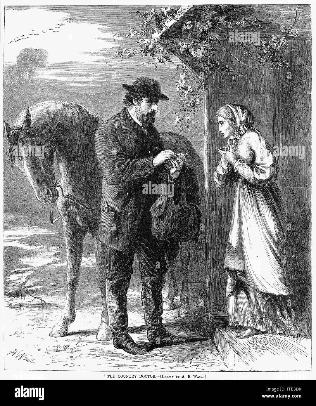 THE COUNTRY DOCTOR, 1869. /nWood engraving, American, 1869, after a ...
