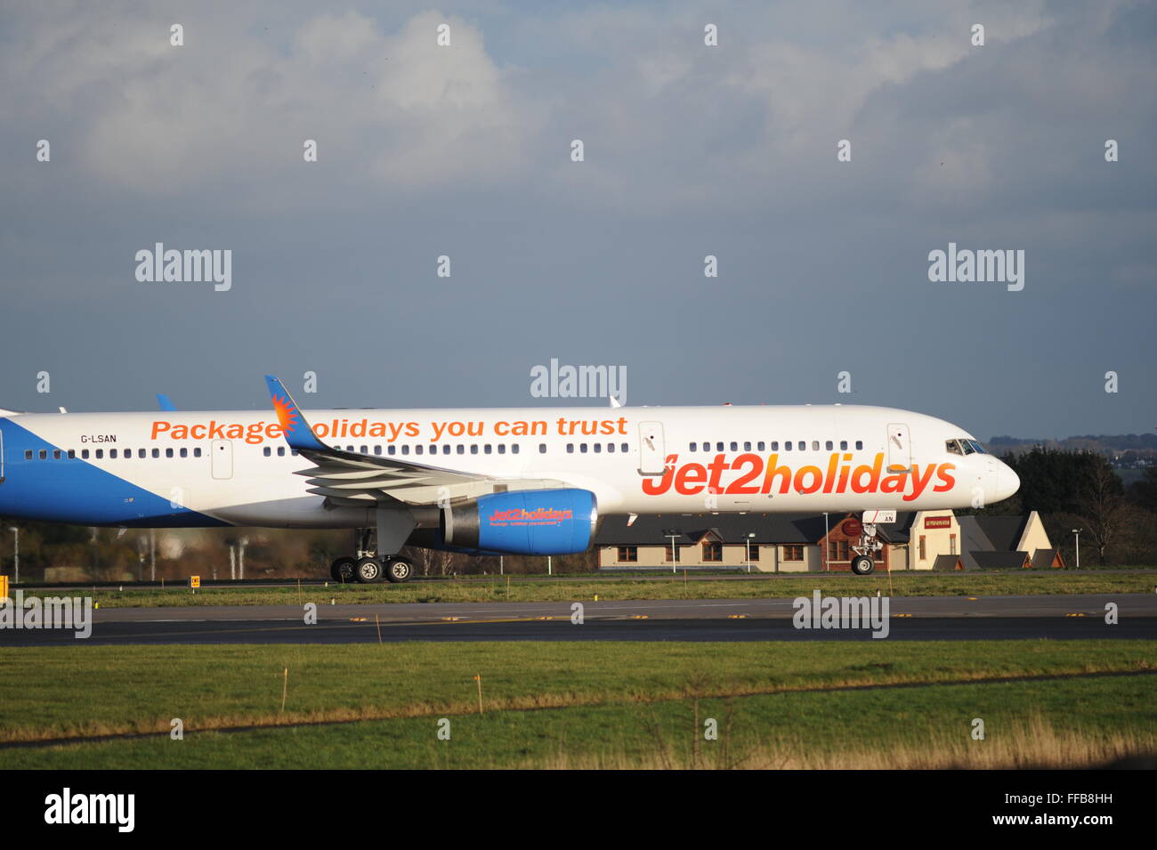 A Jet2 aeroplane ready to take off at Leeds Bradford Airport. Picture ...