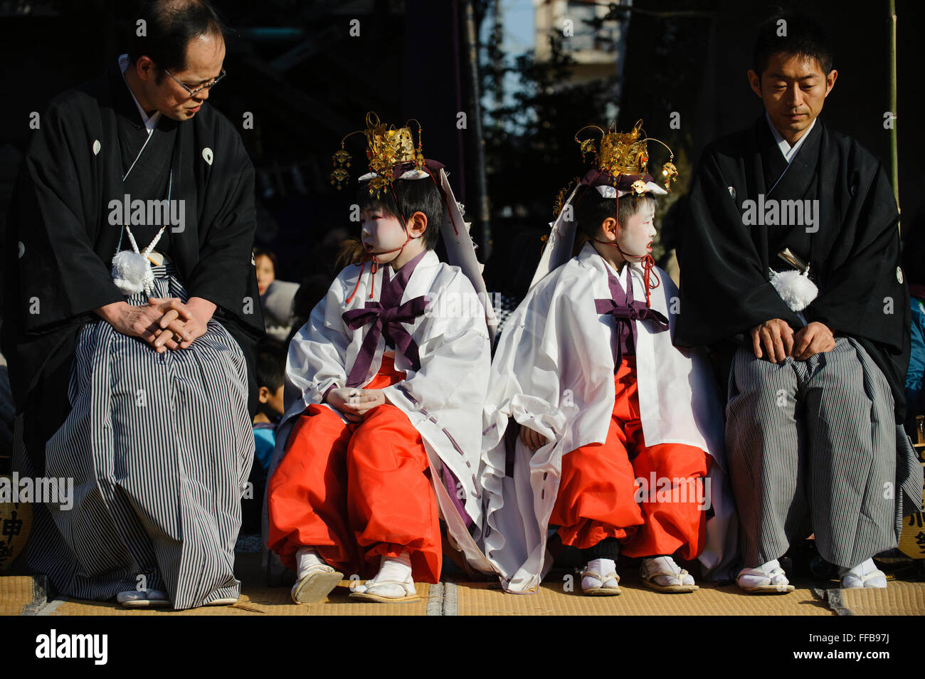 Toyohashi, Japan. 11th February, 2016. Boys are dressed in traditional ...
