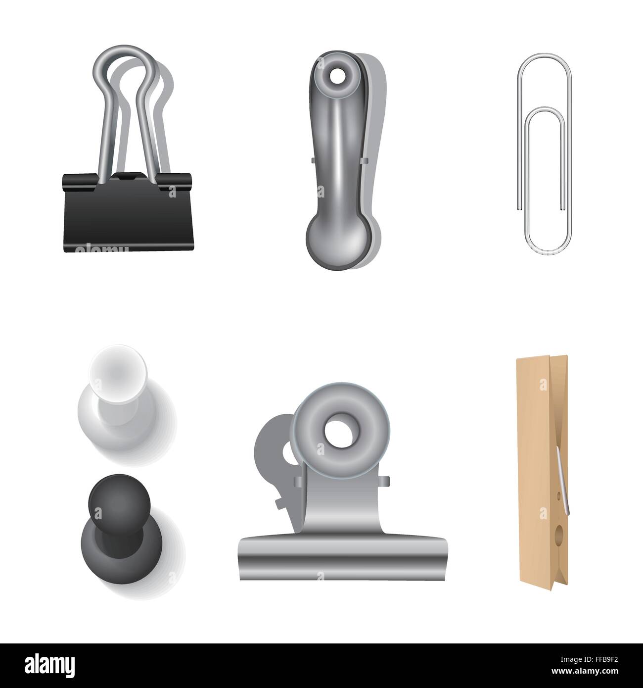 Clips set and office supplies. Vector illustration Stock Vector Image ...