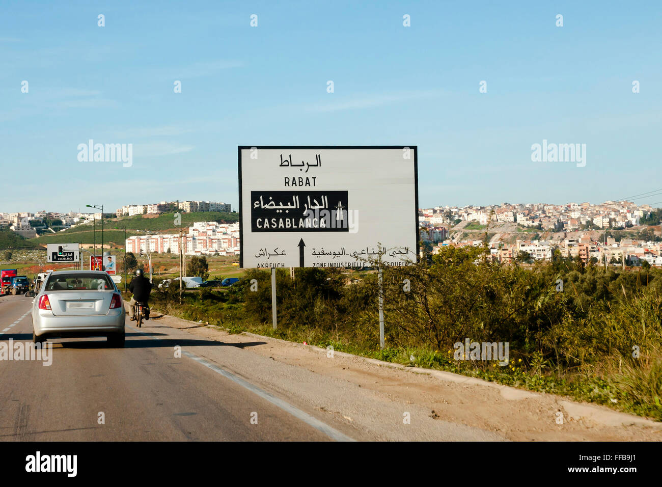 Rabat & Casablanca Road Sign - Morocco Stock Photo - Alamy
