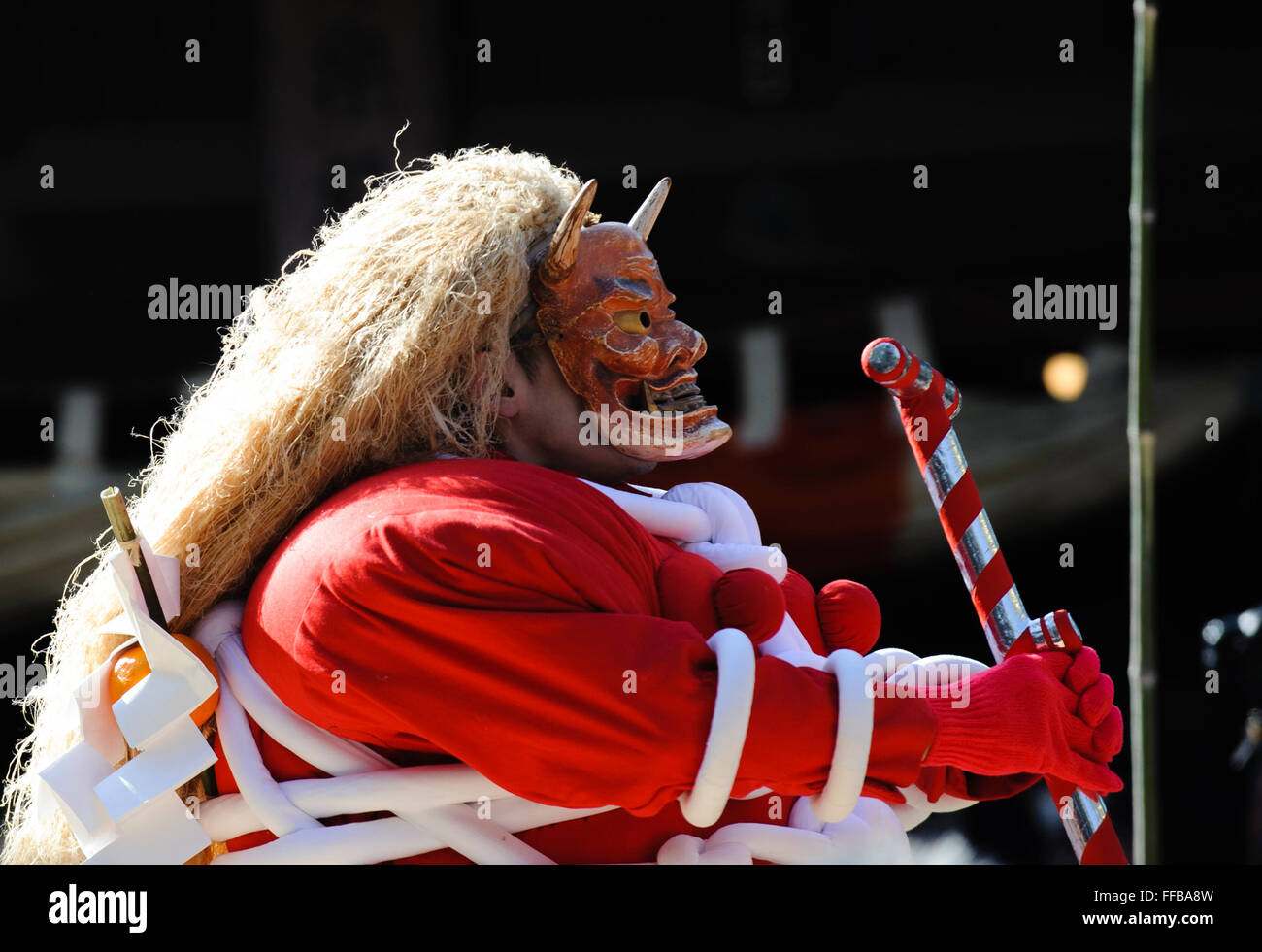 Toyohashi, Japan. 11th February, 2016. Aka-oni, the red demon, performs during Oni Matsuri, a ...