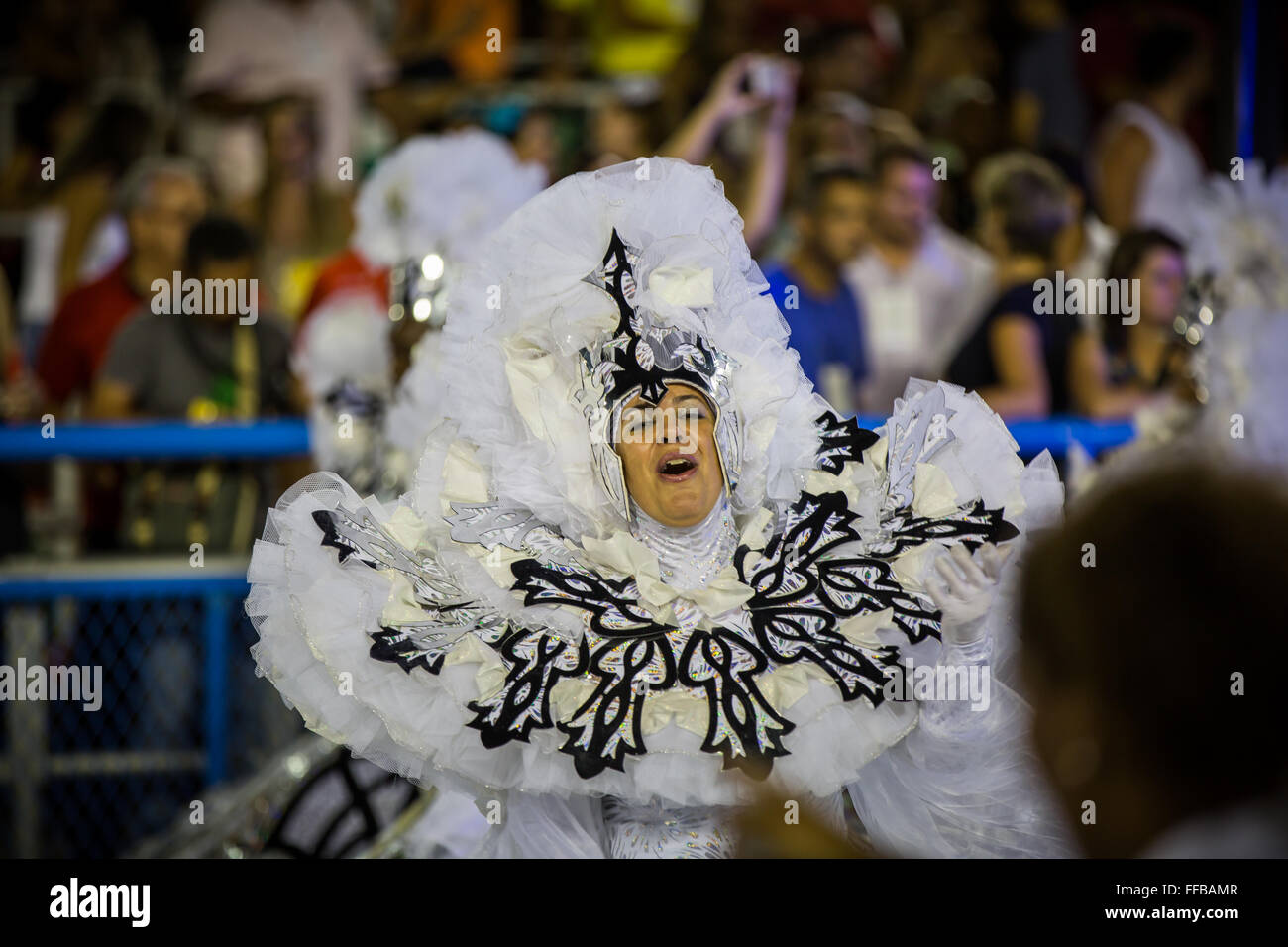 Samba dancers parade in the Sambadrome during the Rio Carnival February ...