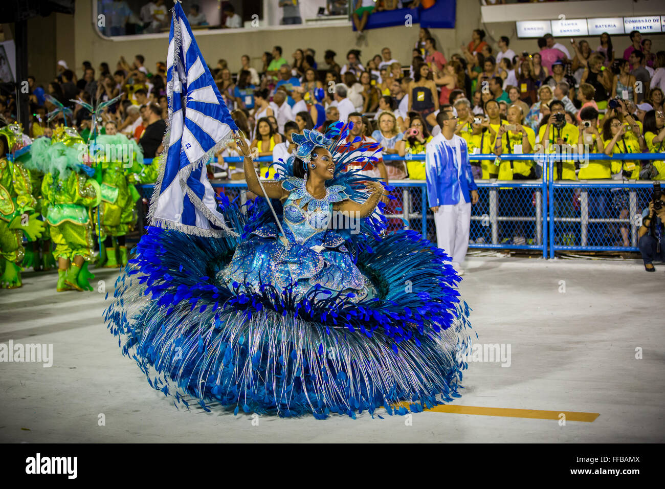 Samba dancers parade in the Sambadrome during the Rio Carnival February ...
