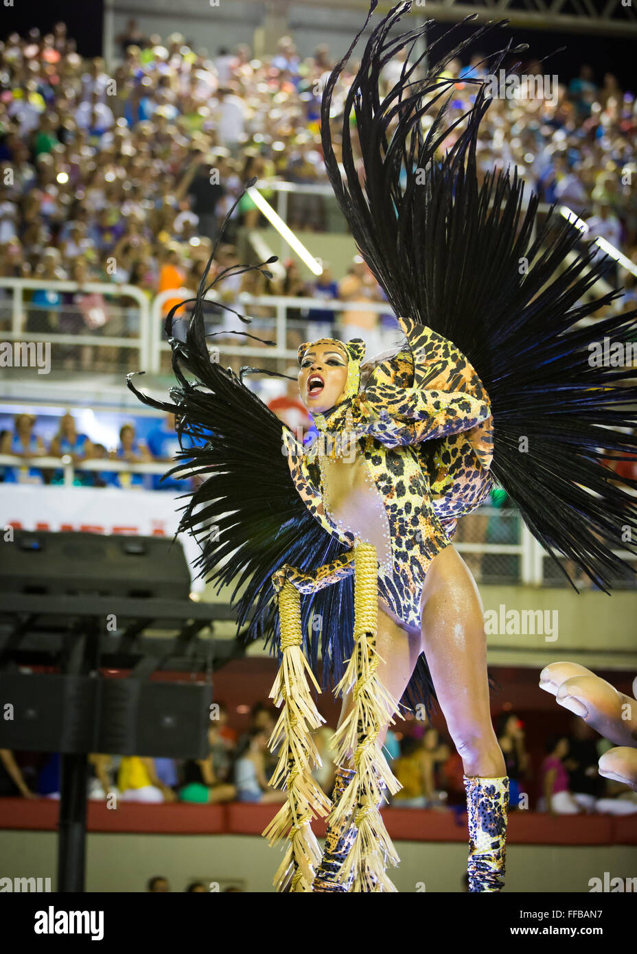 Samba dancers parade in the Sambadrome during the Rio Carnival February ...