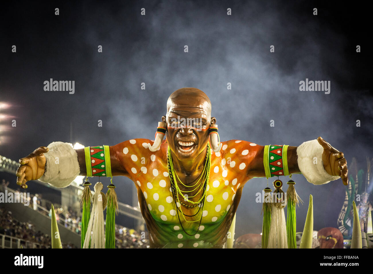 A parade float in the Sambadrome during the Rio Carnival February 21 ...