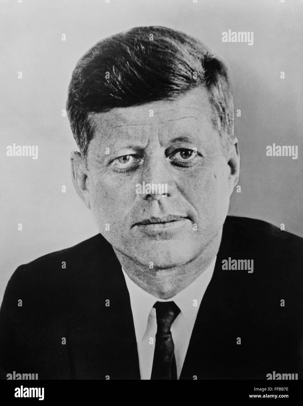 President John F. Kennedy, head-and-shoulders portrait - 1961- facing ...