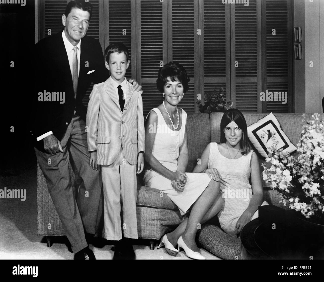 Ronald Reagan, son Ron, Nancy Reagan and daughter Patti. 1967 Stock ...