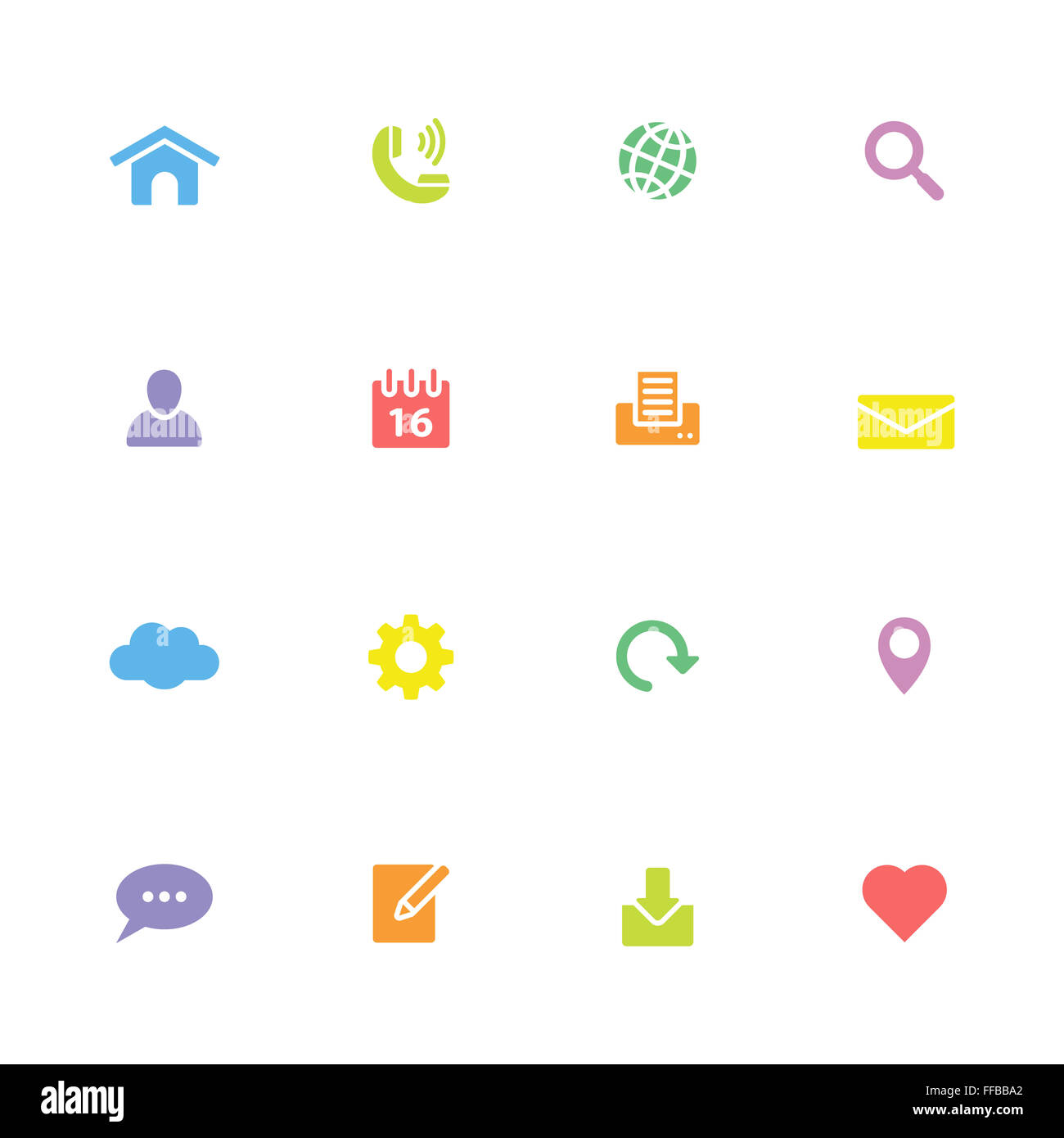 [JPEG] Colorful simple flat icon set 1 Stock Photo - Alamy