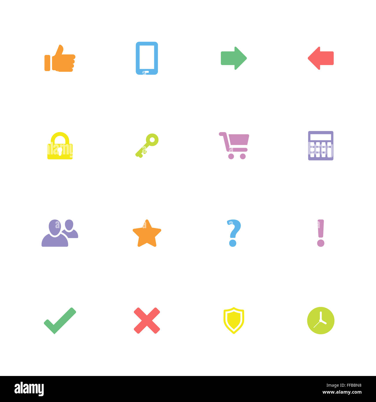 [JPEG] Colorful simple flat icon set 2 Stock Photo - Alamy