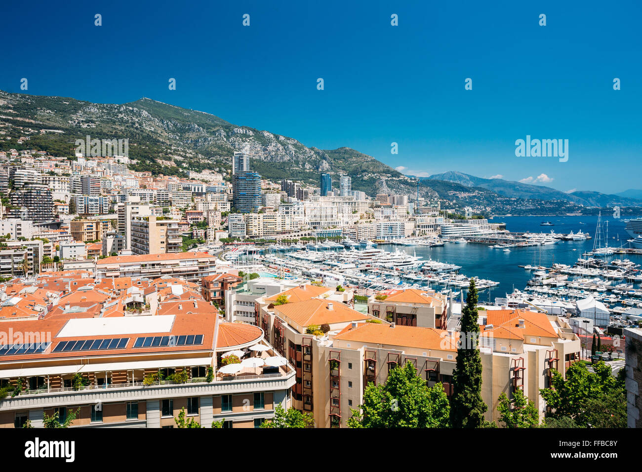 City Pier, Jetty In Sunny Summer Day. Monaco, Monte Carlo architecture ...