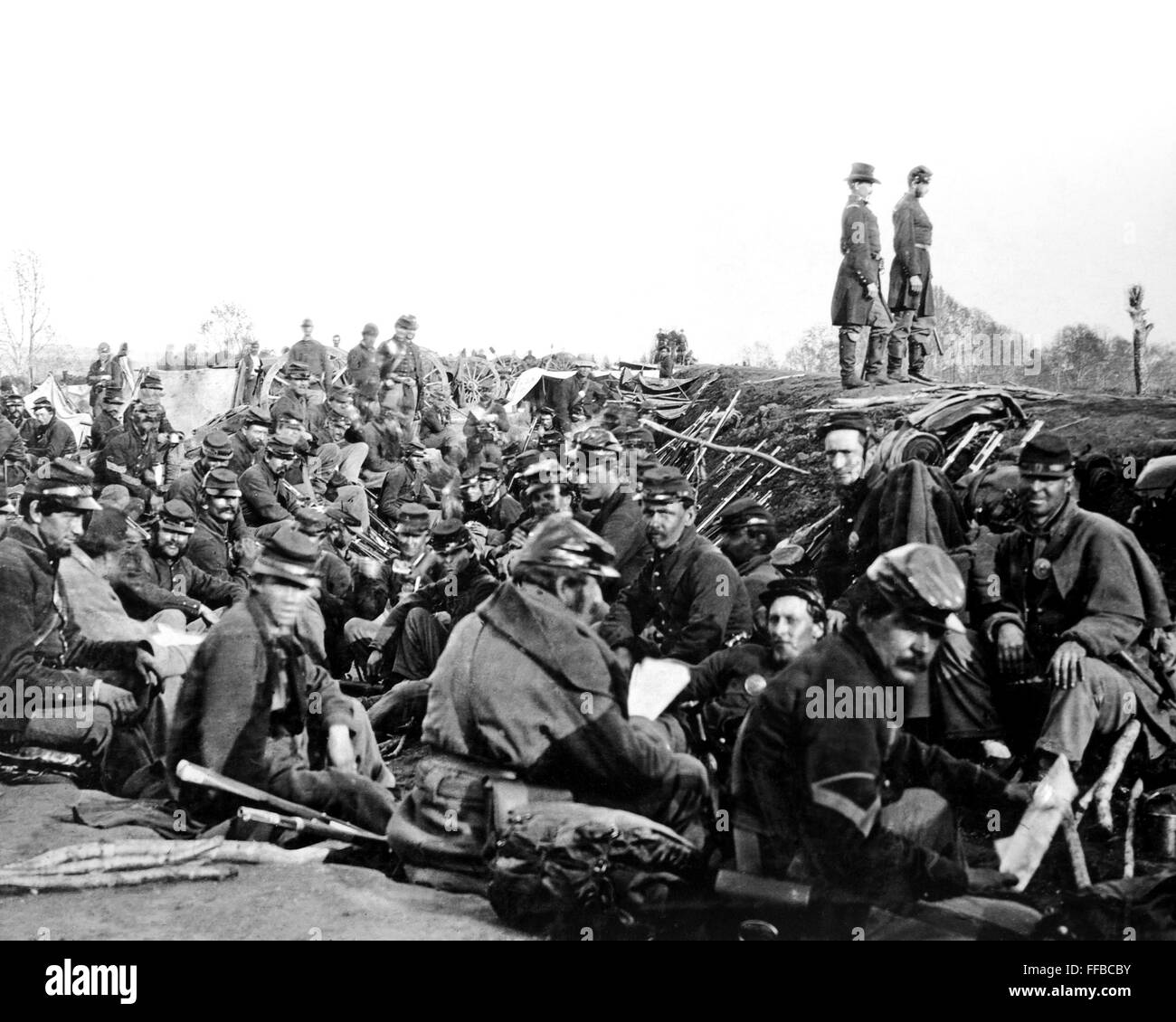 Union soldiers in the trenches before Petersburg. Photograph from the ...