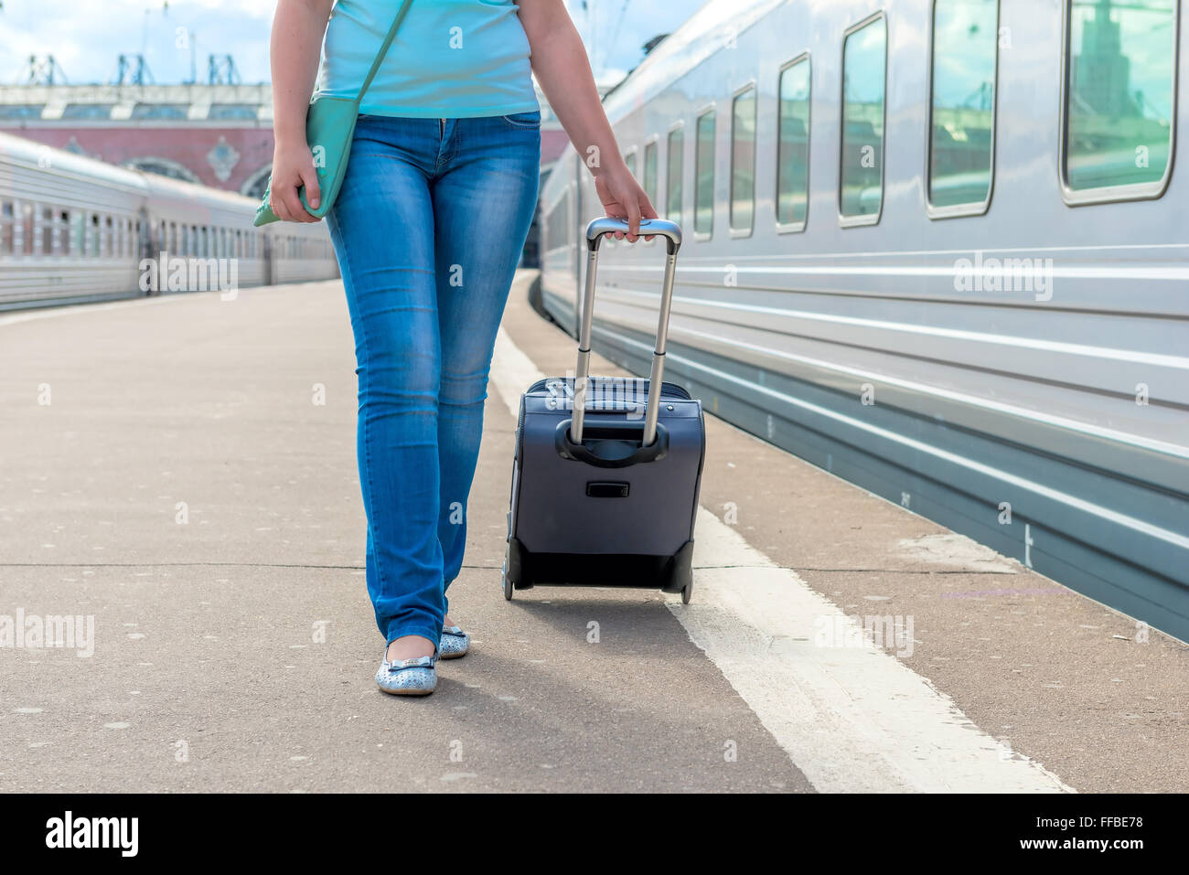 Girl walking on the railway hi-res stock photography and images - Alamy