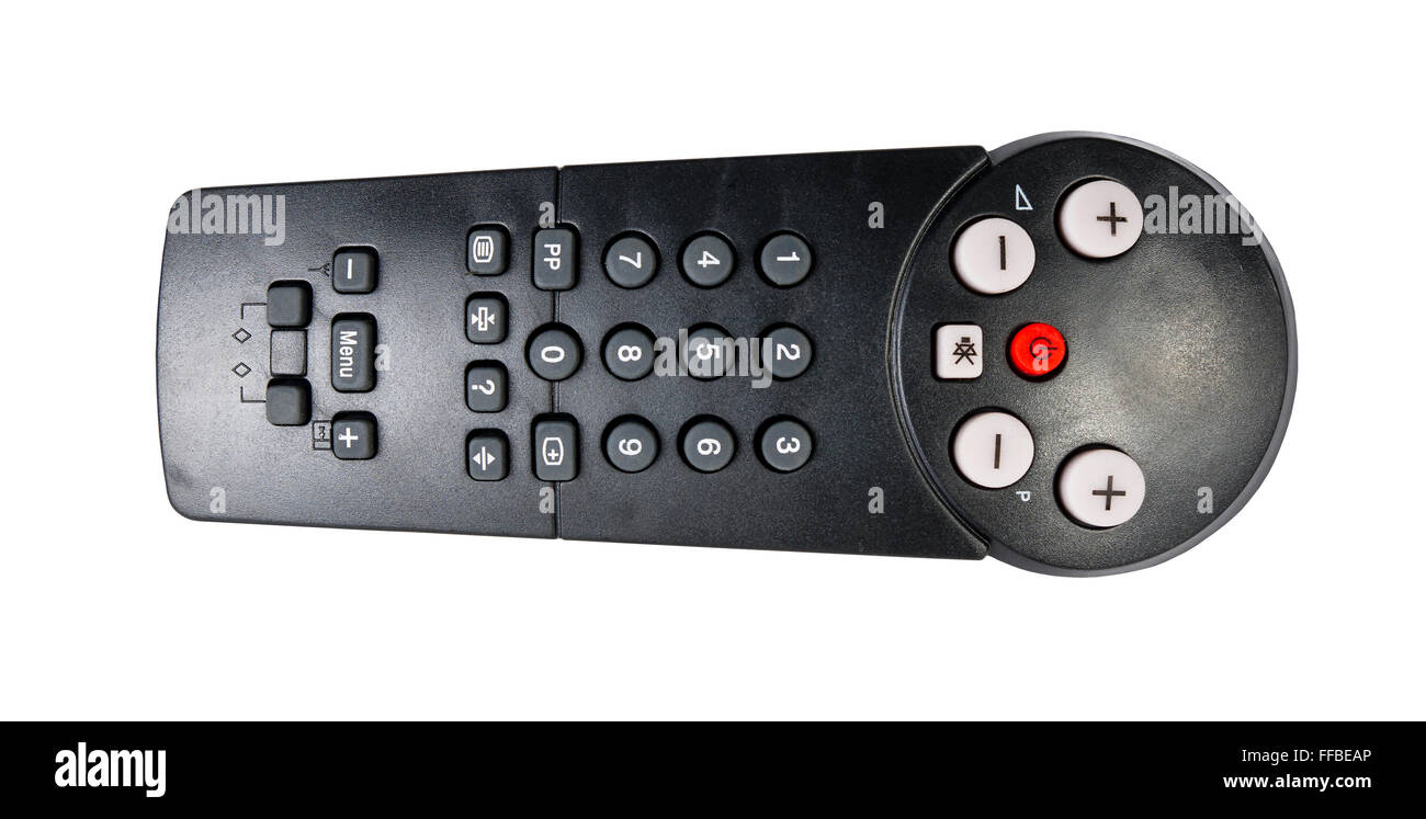 TV remote control isolated on white background Stock Photo - Alamy