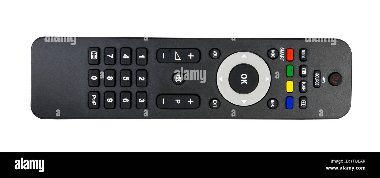 TV remote control isolated on white background Stock Photo - Alamy