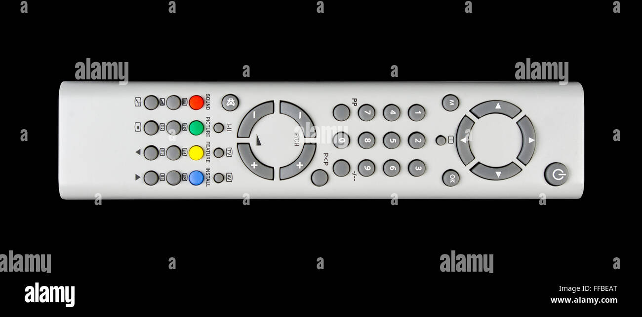 TV remote control isolated on black background Stock Photo - Alamy