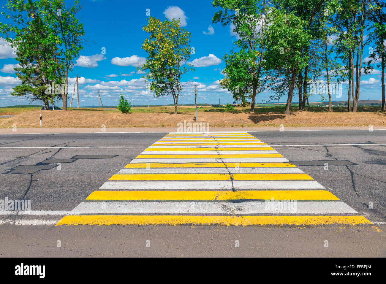 empty Country highway with a pedestrian crossing Stock Photo - Alamy