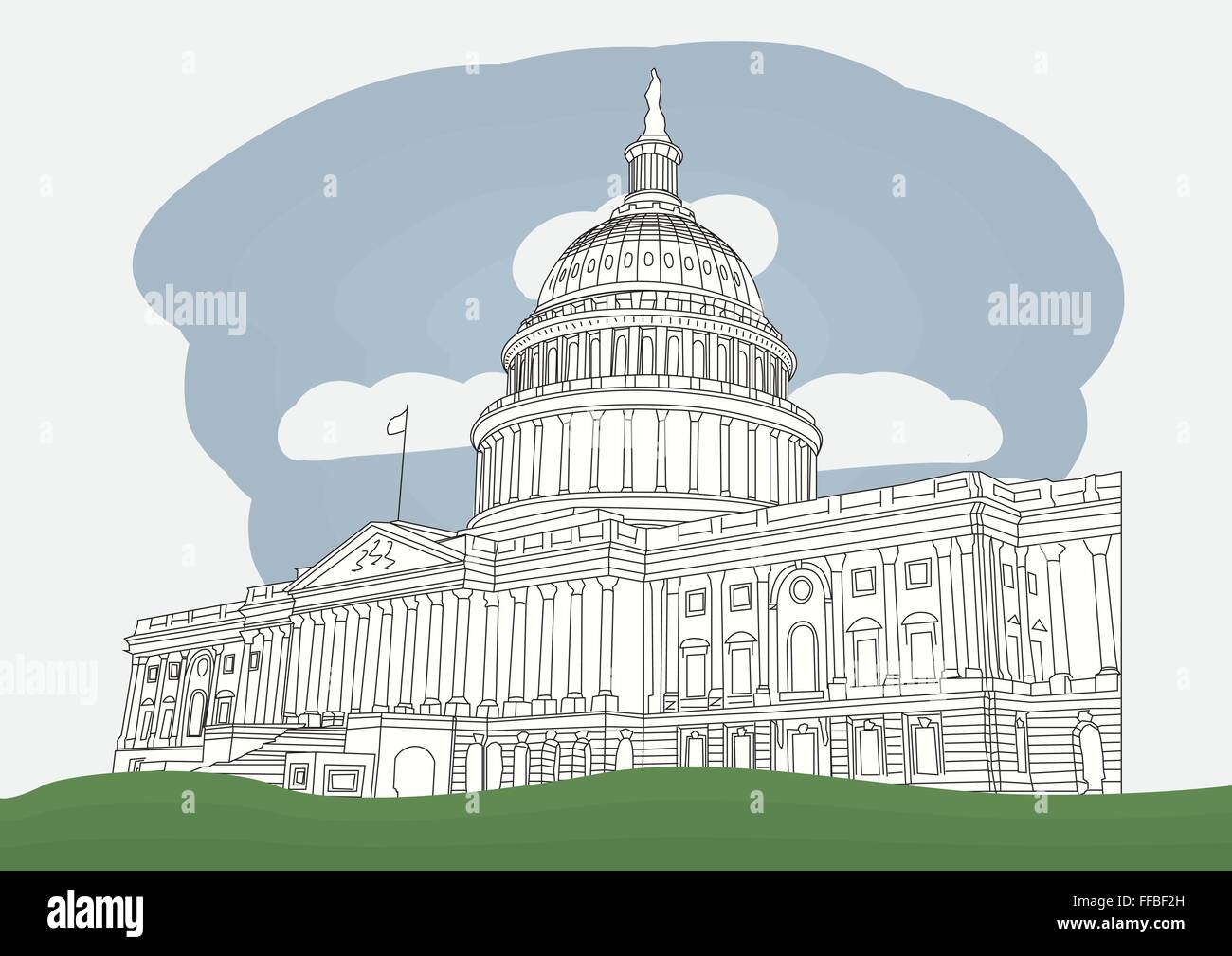The US Capitol in Washington DC. vector illustration Stock Vector Image ...