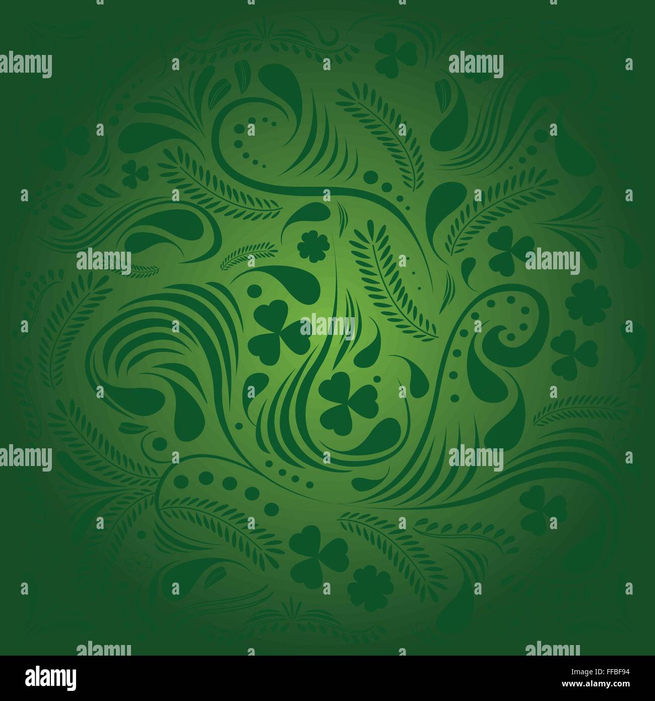 St Patrick's day background with floral ornament in green colors Stock ...