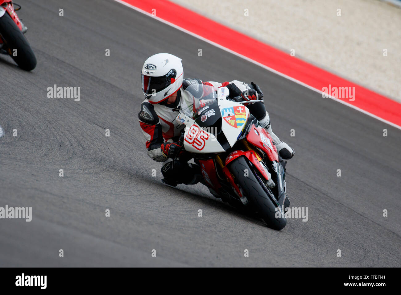 Misano Adriatico, Italy - June 20, 2015: BMW S1000 RR of Team ASPI, driven by MURESAN Robert ...