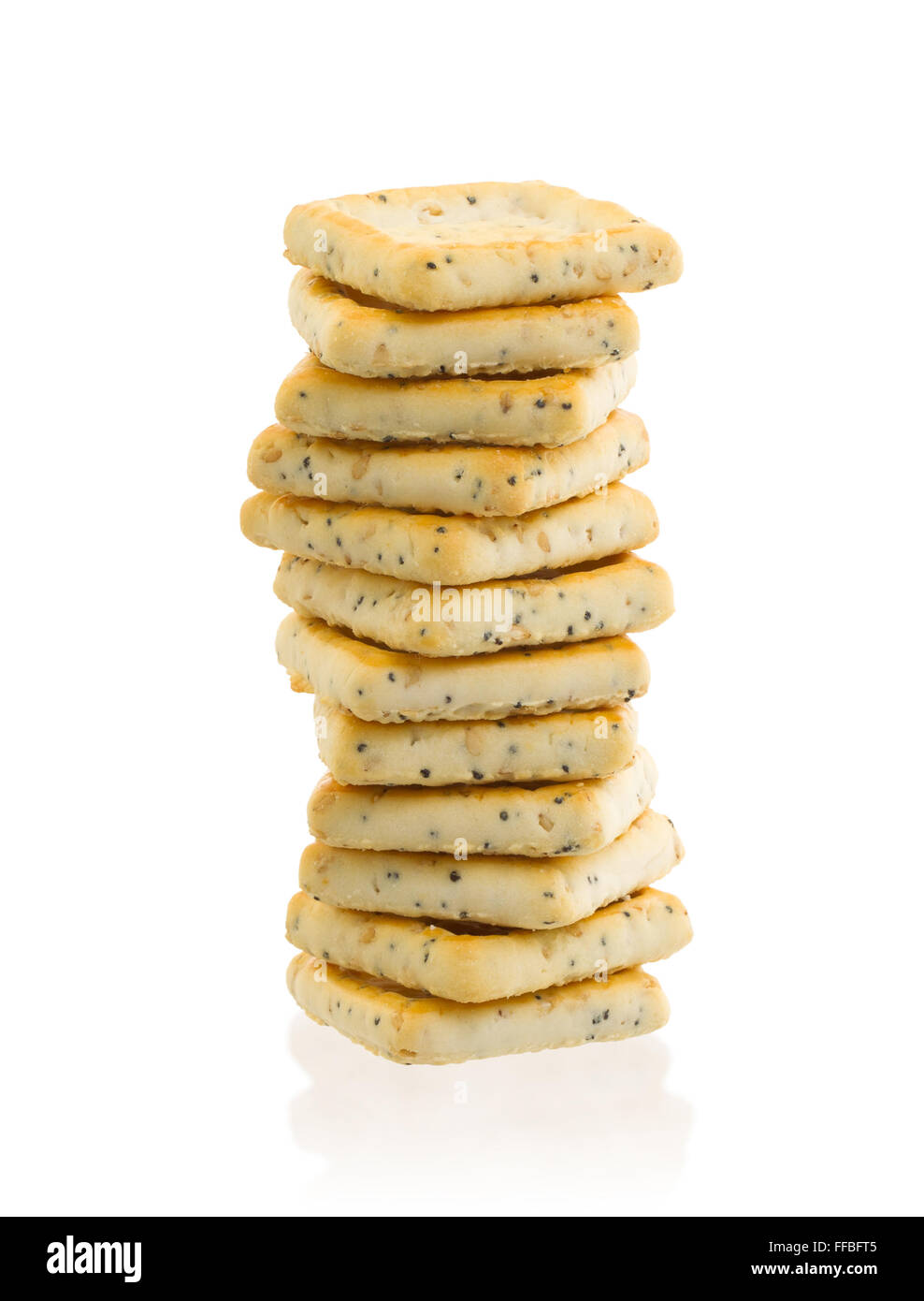 Stack of square crackers isolated on a white background Stock Photo - Alamy