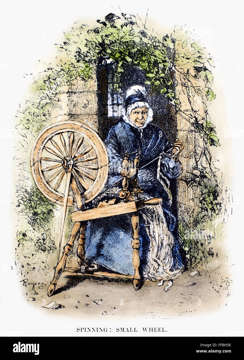 TEXTILES: SPINNING WHEEL. /nAn 18th century American spinning wheel ...