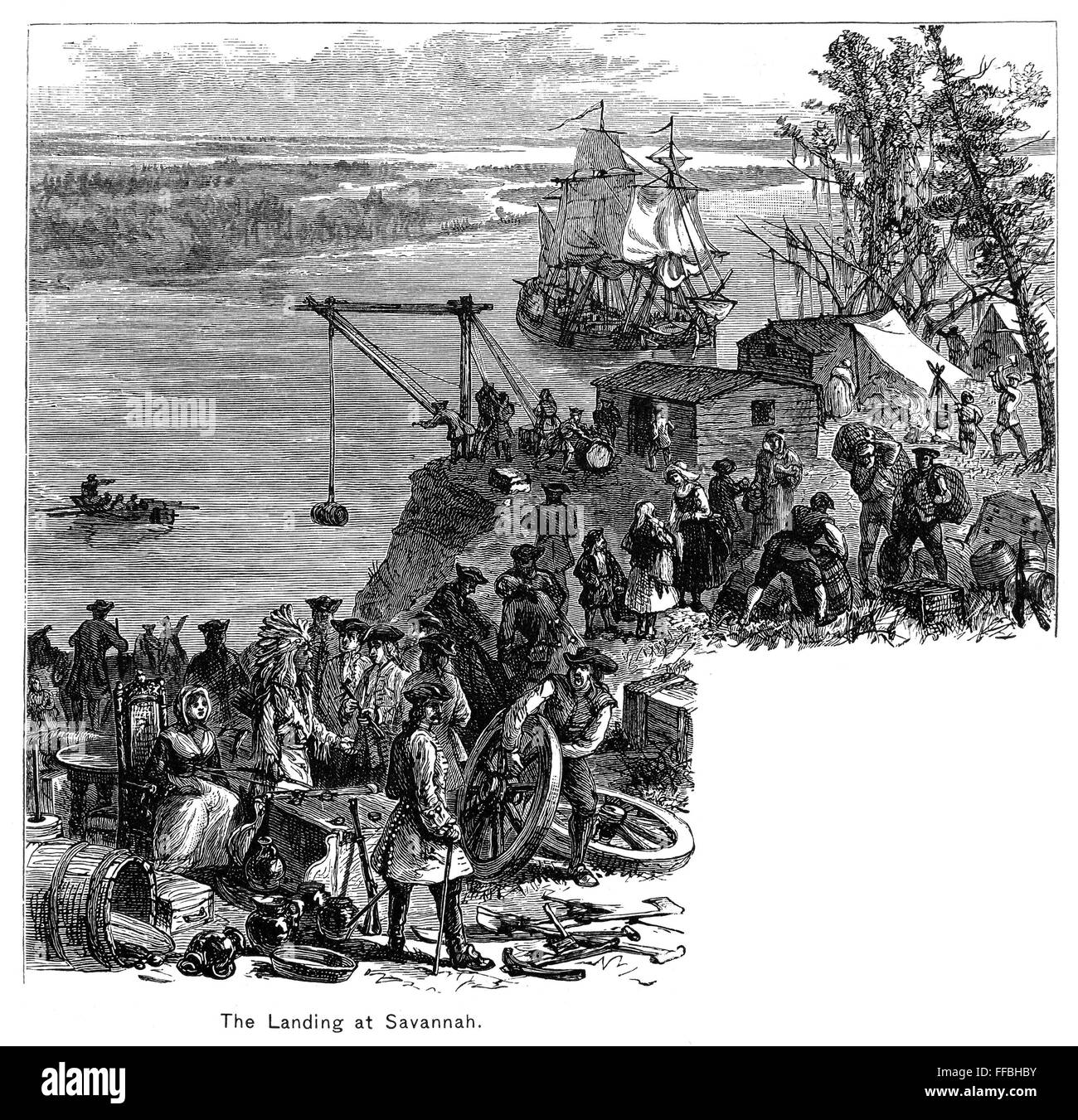 FOUNDING OF SAVANNAH, 1733. /nThe founding of Savannah, Georgia, by ...