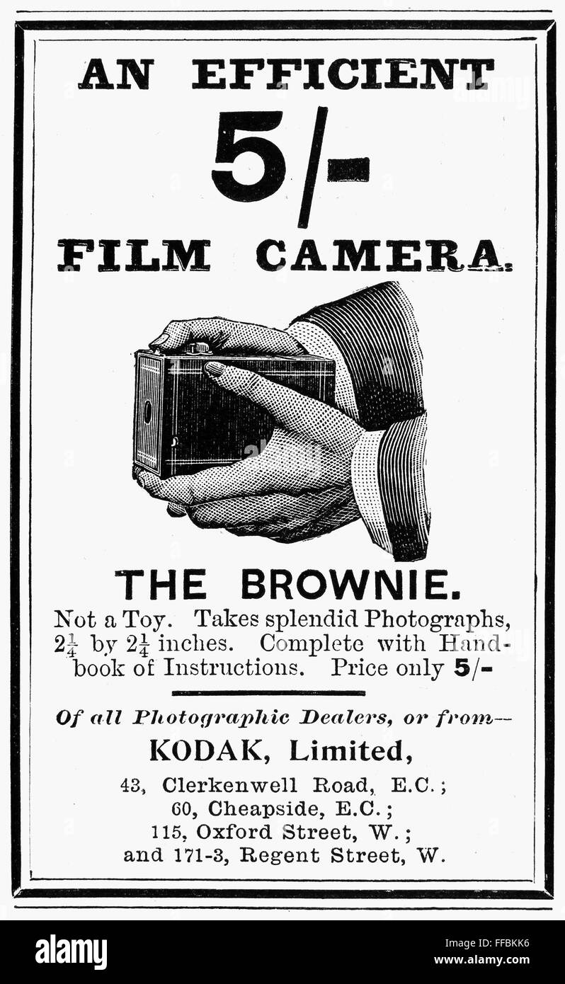 KODAK ADVERTISEMENT, 1900. /nEnglish advertisement for the Kodak ...