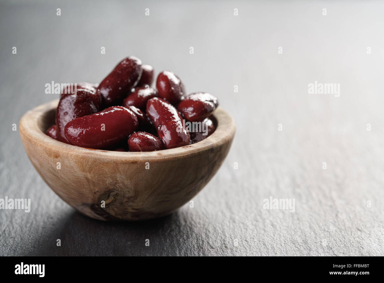 red beans from can in wood bowl Stock Photo - Alamy