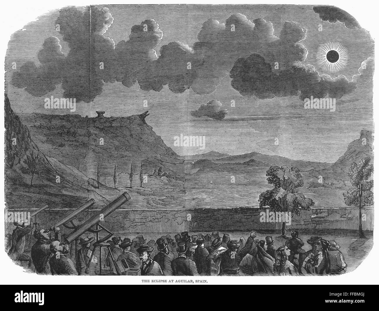SOLAR ECLIPSE, 1860./nObserving the total solar eclipse, 18 July 1860 ...