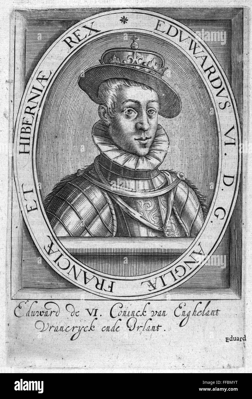 EDWARD VI (1537-1553). /nKing of England and Ireland, 1547-1553. Line ...