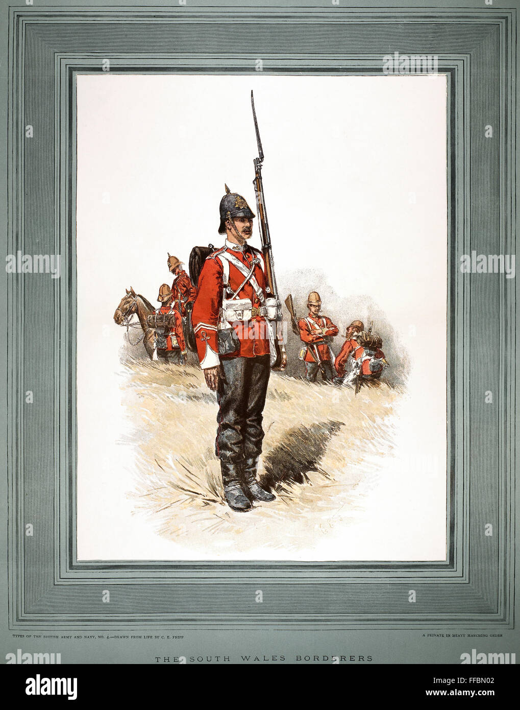 BRITISH SOLDIER, 1887./nA private in the South Wales Boderers, an ...