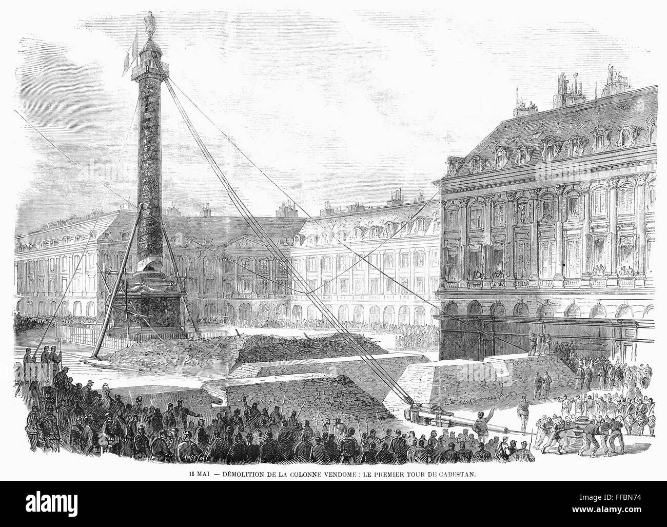 PARIS COMMUNE, 1871. /nCommunards topple Napoleon I's column in Place ...