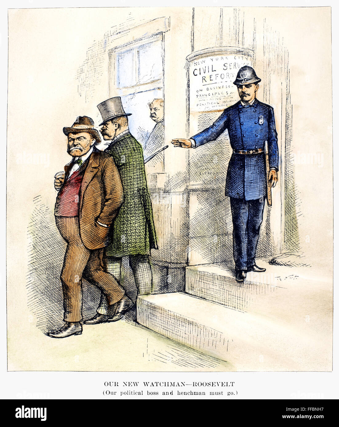 ROOSEVELT CARTOON, 1884. /n'Our New Watchman, Roosevelt.' American ...