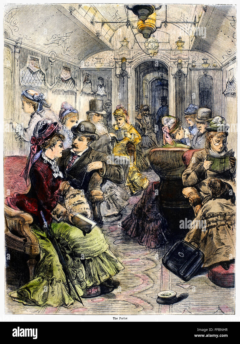 PULLMAN CAR, 1876. /nInterior of a Pullman parlor car on the ...