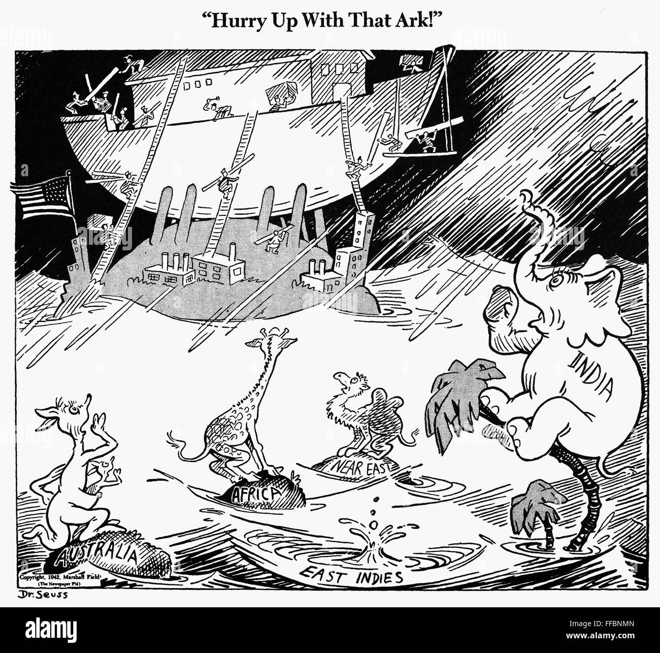 CARTOON: WORLD WAR II. /n'Hurry Up With The Ark.' American cartoon by ...