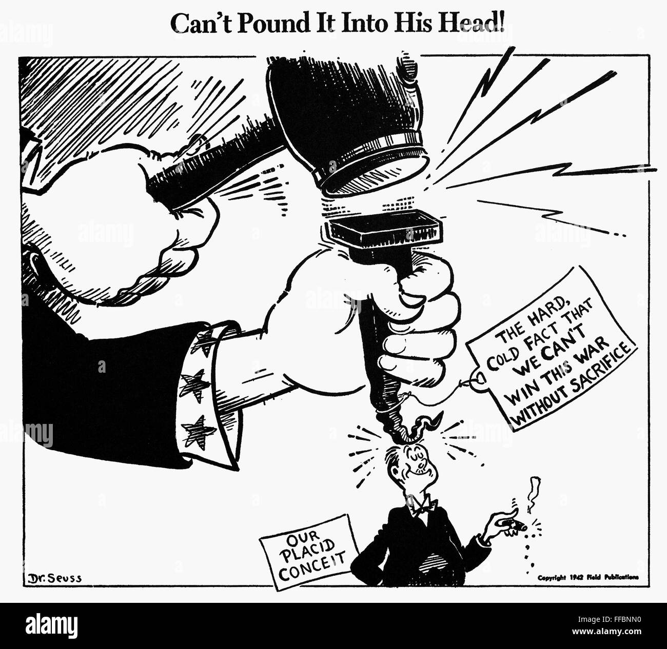 CARTOON: WORLD WAR II. /n'Can't Pound It Into His Head!' American ...