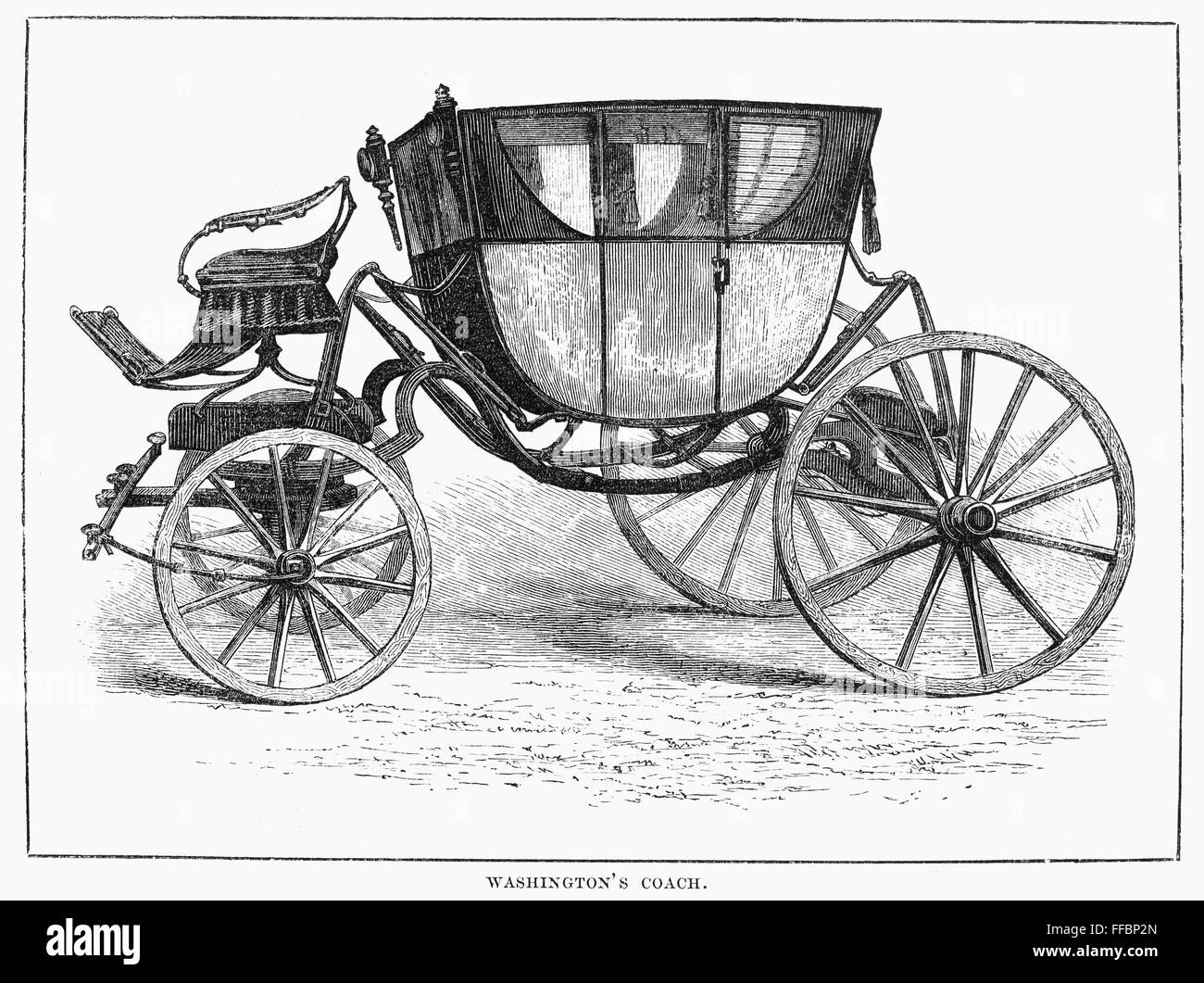 HORSE-DRAWN COACH. /nGeorge Washington's English coach. Wood engraving ...