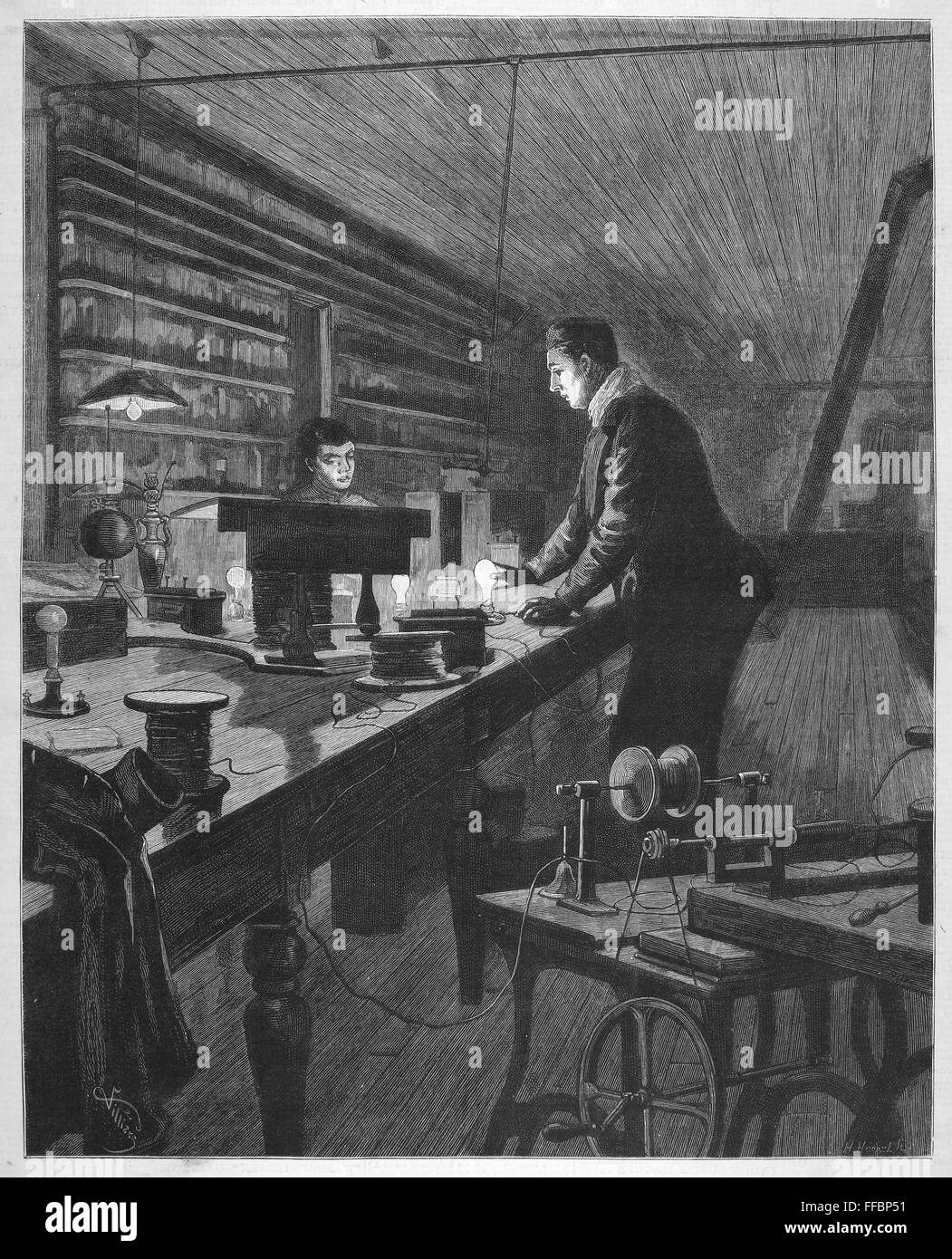 THOMAS ALVA EDISON /n(1847-1931). American inventor. Edison in his ...