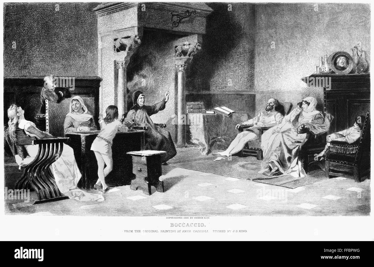 GIOVANNI BOCCACCIO /n(1313-1375). Italian writer. Boccaccio telling a ...