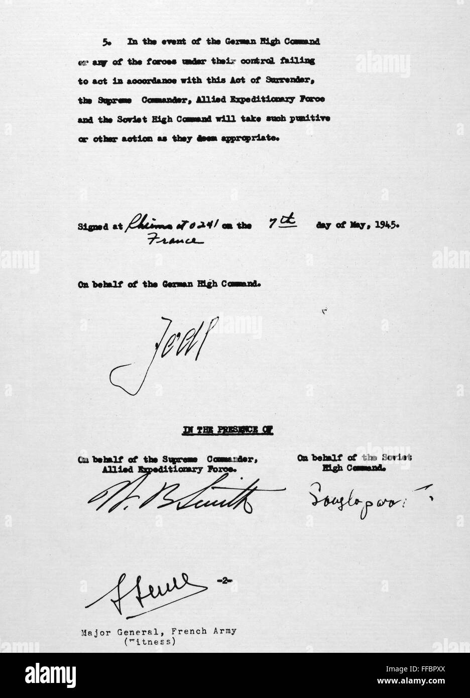 GERMAN SURRENDER, 1945. /nPage two of the original instrument of ...