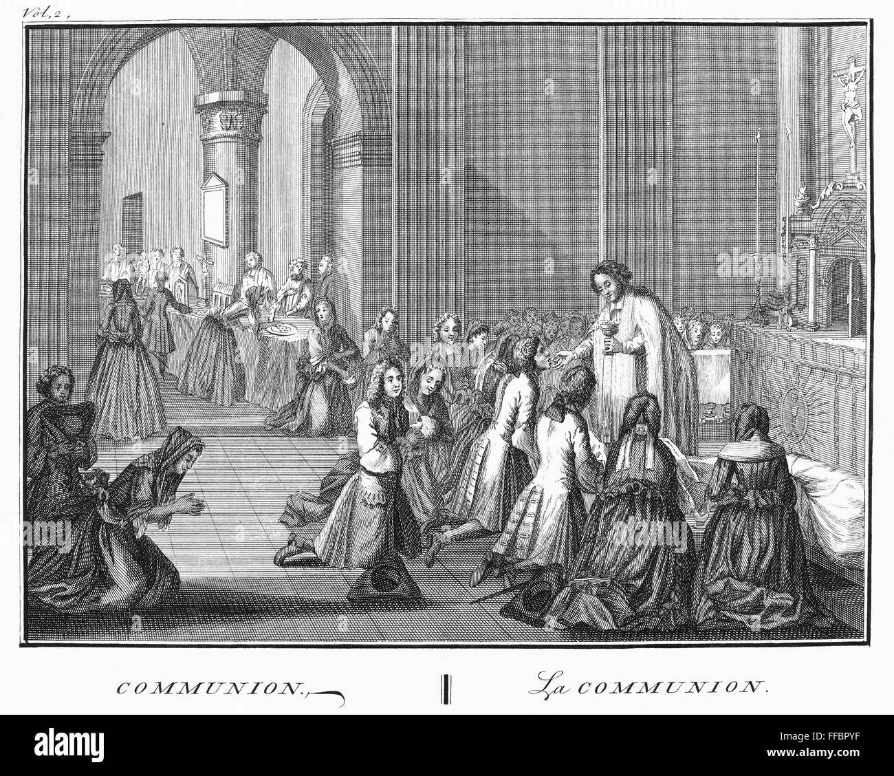 COMMUNION, 18th CENTURY. /nFrench copper engraving by Bernard Picart ...