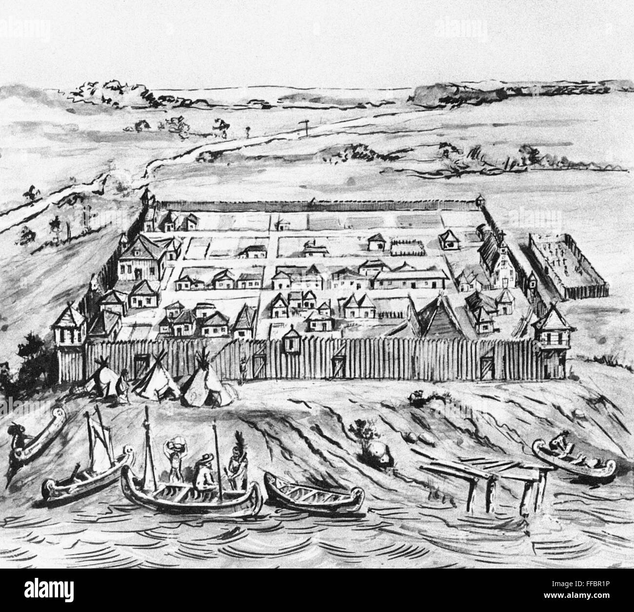 FORT DETROIT, 1749. /nMap of Fort Detroit based on a drawing by Joseph ...