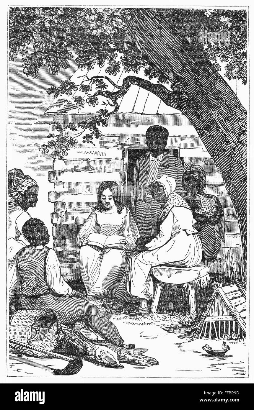 SLAVES, MID-19th CENTURY. /nAn idealized scene of a young white woman ...