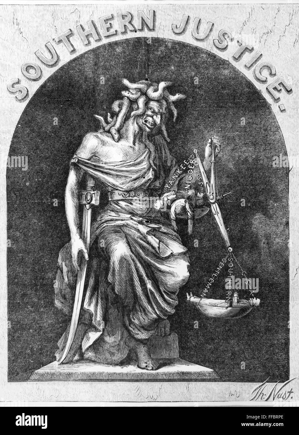 SOUTHERN JUSTICE, 1867. /nCentral detail of the American cartoon ...